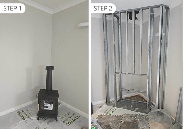 False Corner Chimney Breast Construction for Woodburner